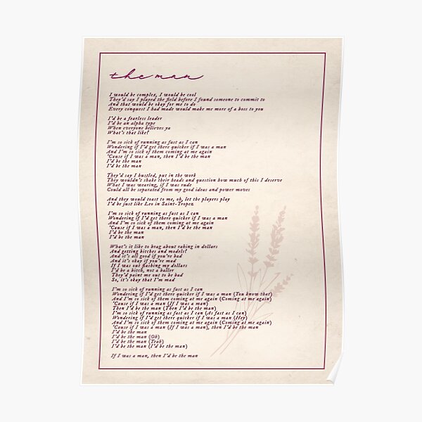 "the man lyric" Poster for Sale by dontwannadance | Redbubble