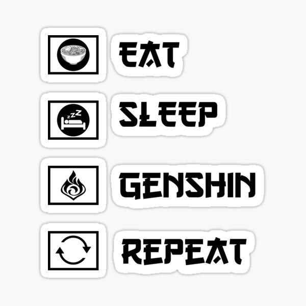 "Genshin Impact Eat Sleep Genshin Repeat" Sticker for Sale by Imadyr ...