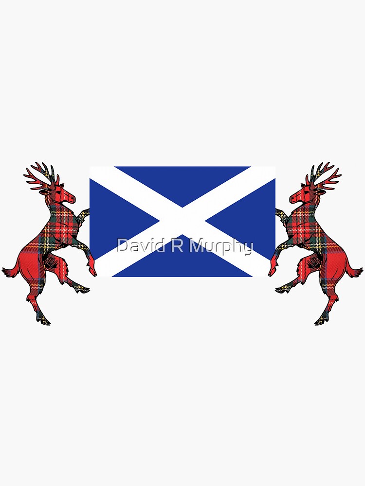 "Tartan Stags and Saltire" Sticker by DavidRMurphy | Redbubble