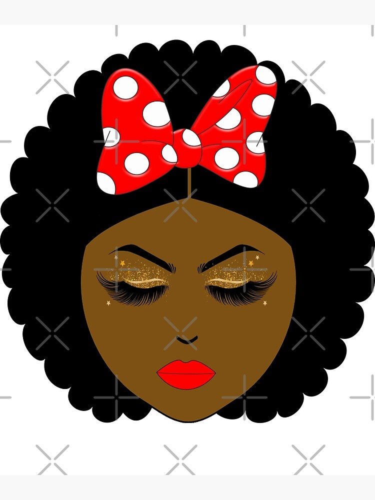 Afro Diva T Beauty Red Lips Bow Tie Black Girl Magic Natural