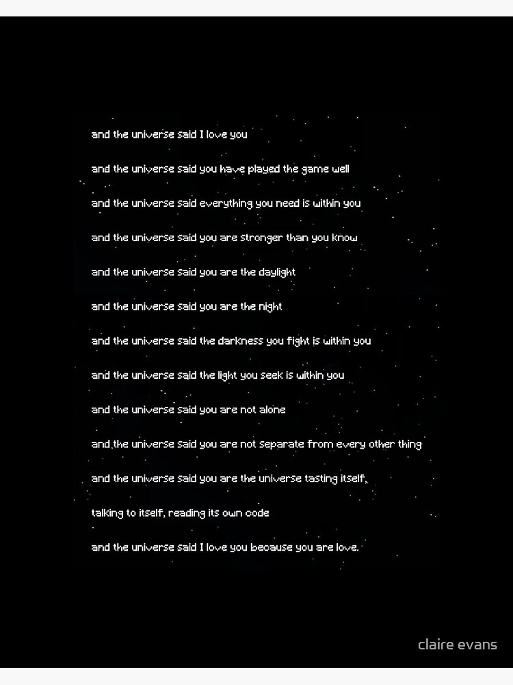 "and the universe said (minecraft end poem)" Art Board Print for Sale ...