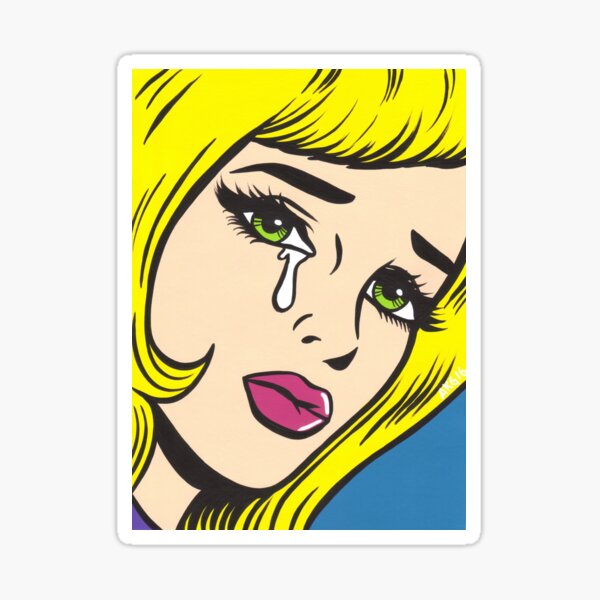 Blonde Crying Comic Girl Sticker By Turddemon Redbubble