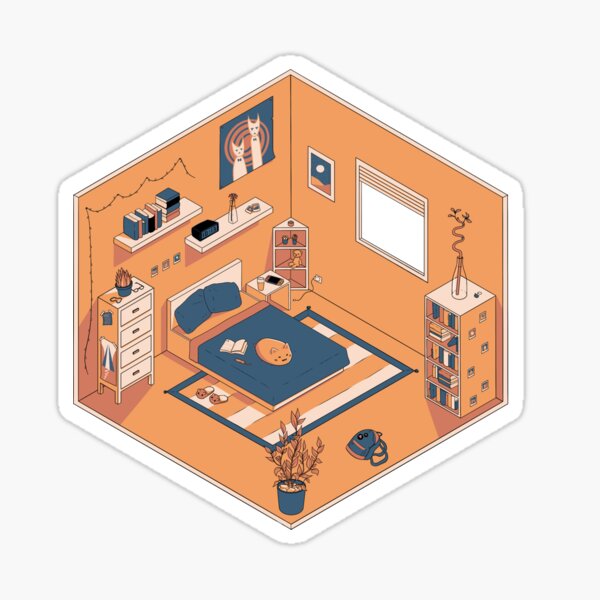 "Cozy Room :)" Sticker for Sale by firelorduwu | Redbubble