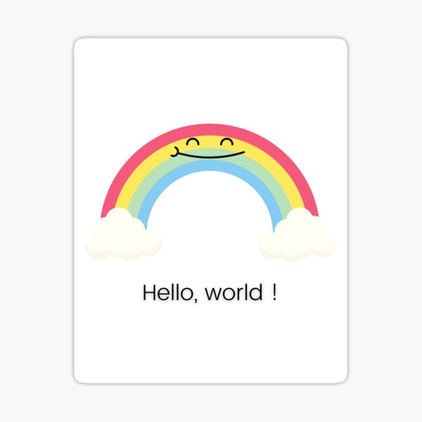 "Hello-World-Rainbow" Sticker for Sale by Rolling-Dice | Redbubble