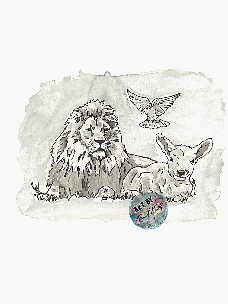 "The Lion and The Lamb and The Dove" Sticker for Sale by ArtDanielKeith ...