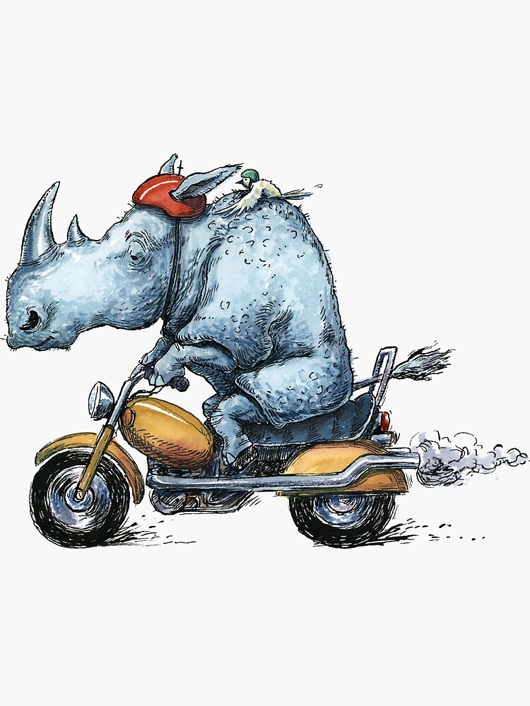 "Motor-rhino Motorcycle Rhinoceros Design" Sticker for Sale by ...