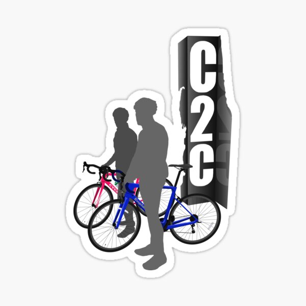 "C2C Signpost Cycling couple" Sticker for Sale by cycleexplorers ...