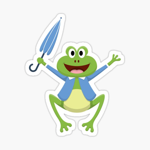 "Frog. Frog with umbrella and blue jacket" Sticker by bernd49 | Redbubble