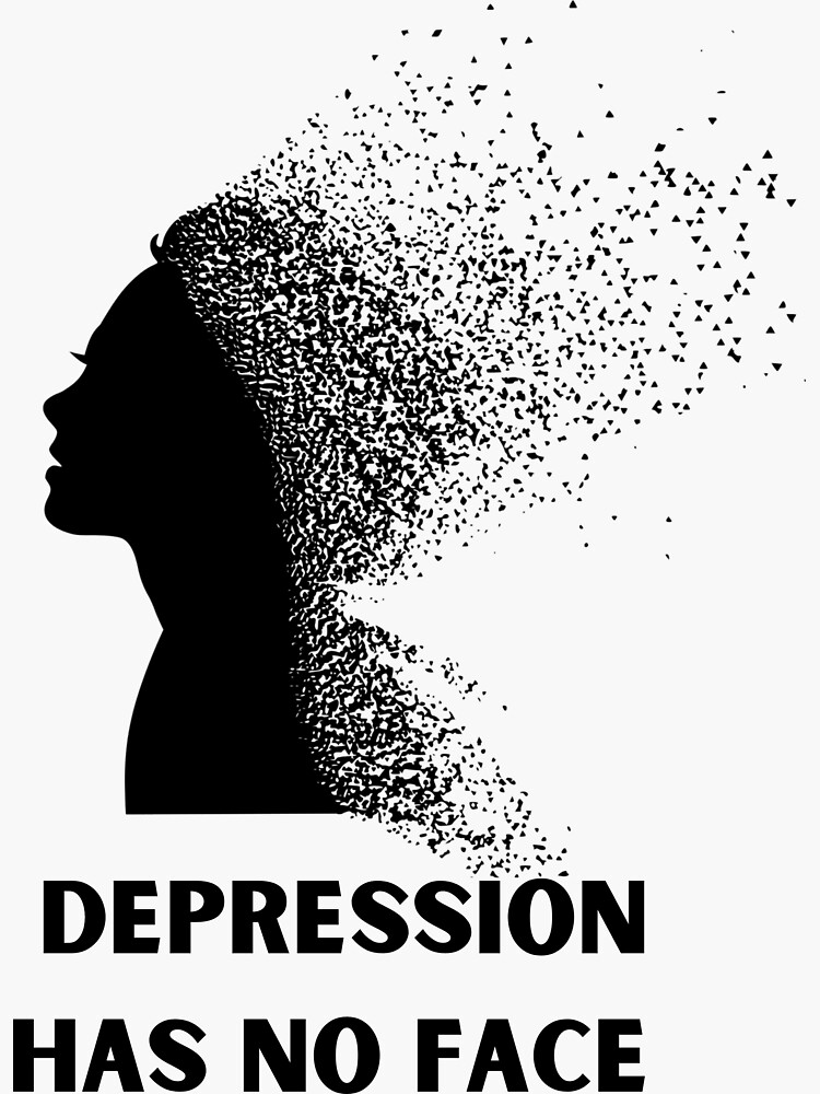 "DEPRESSION HAS NO FACE" Sticker for Sale by deadmemories | Redbubble