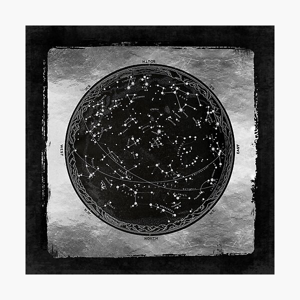 "Antique Map of the Night Sky, Old Metal vintage astronomy ...