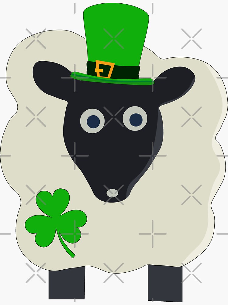 "Irish Sheep St Patricks Day Cute Shamrock " Sticker for Sale by ...