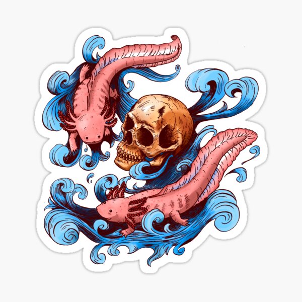 "axolotl skull, axolotl" Sticker by jeartem | Redbubble