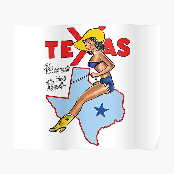 Vintage Sexy Texas Cowgirl Pinup Girl Poster For Sale By Nationalvintage Redbubble