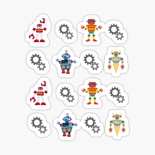 "Cute Robots" Sticker for Sale by arenashopp | Redbubble