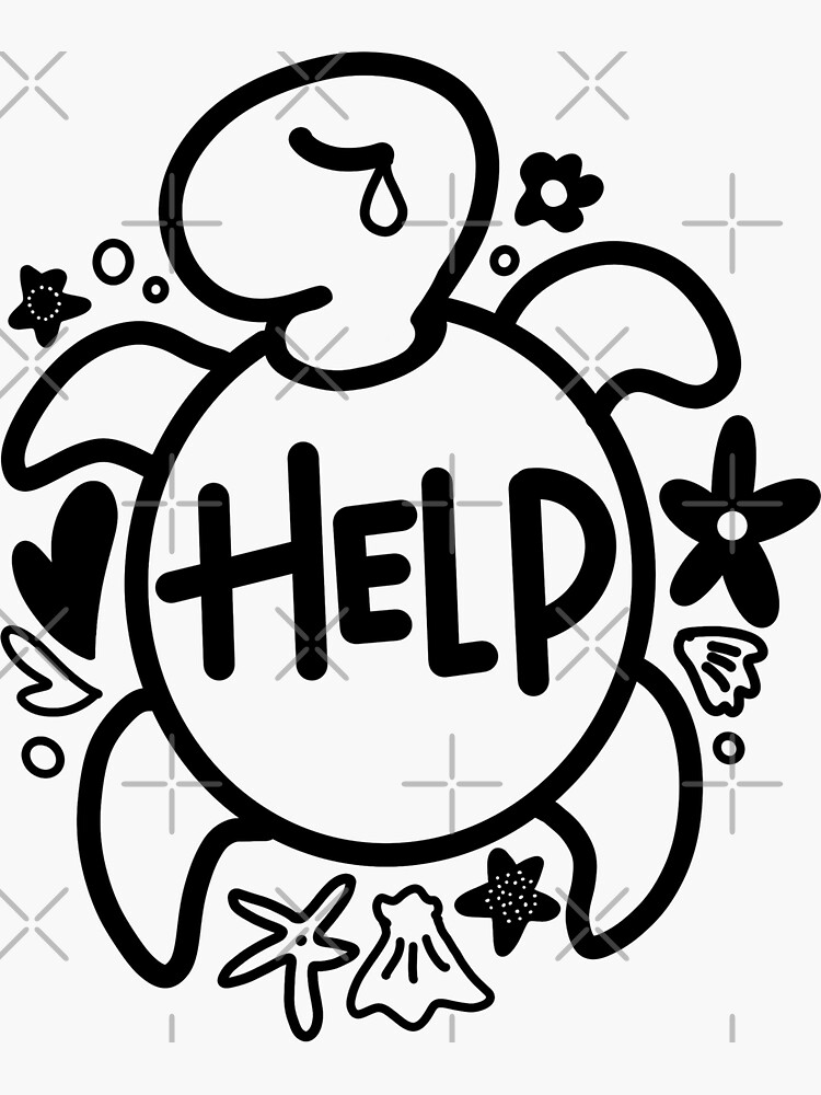 "Sea turtle asking for help" Sticker for Sale by iamTY | Redbubble