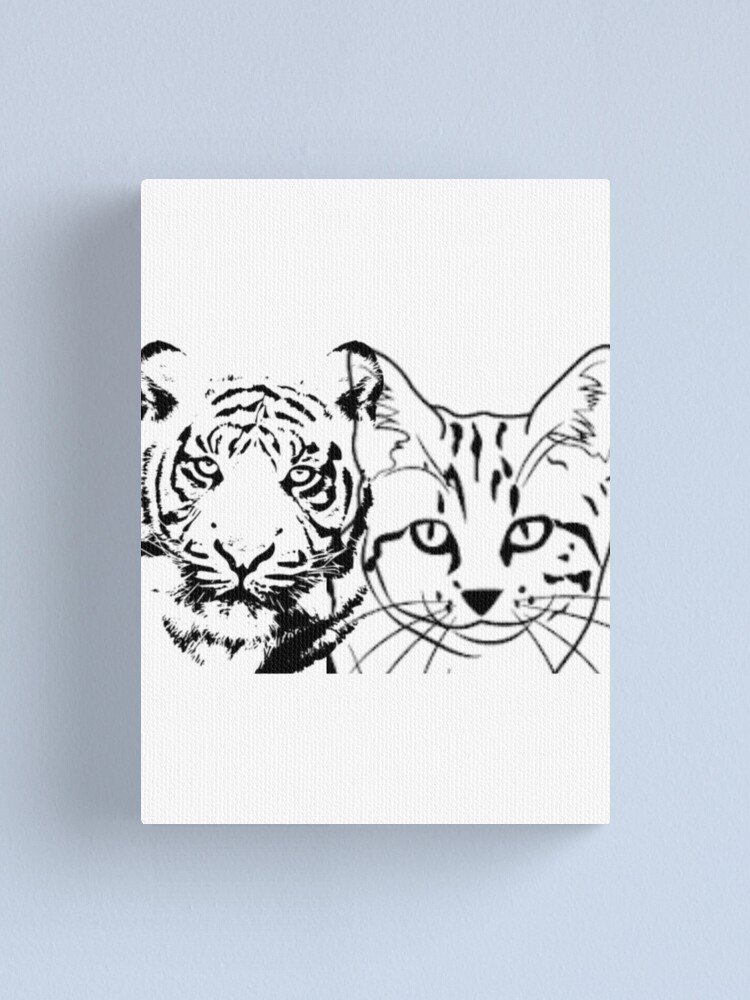 "Cat Vs Tiger Face" Canvas Print for Sale by FeelColors | Redbubble