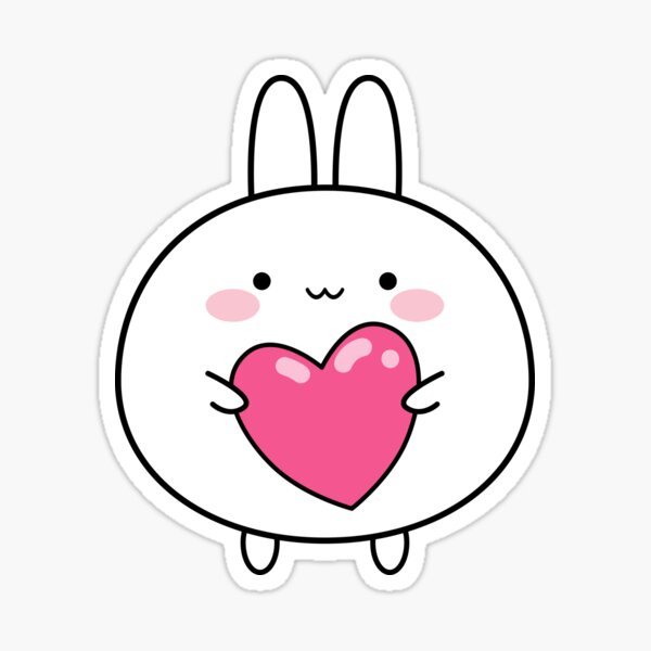 "Love you sticker, Cute white rabbit sticker, Valentines day, Cute ...