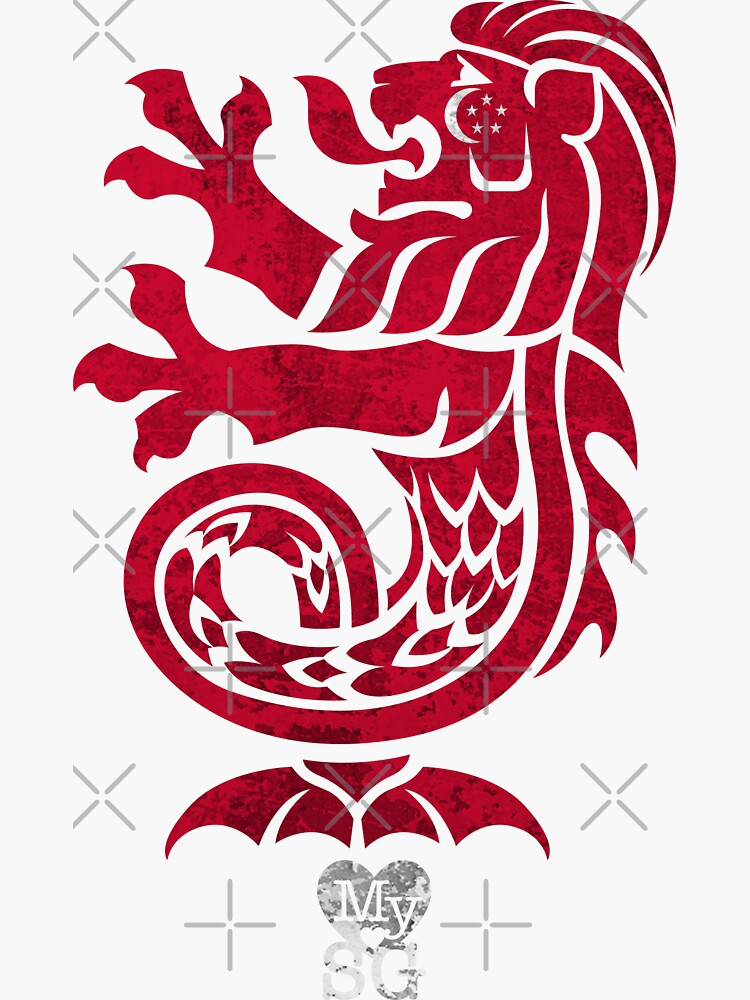 "Red Merlion" Sticker for Sale by HexOne | Redbubble