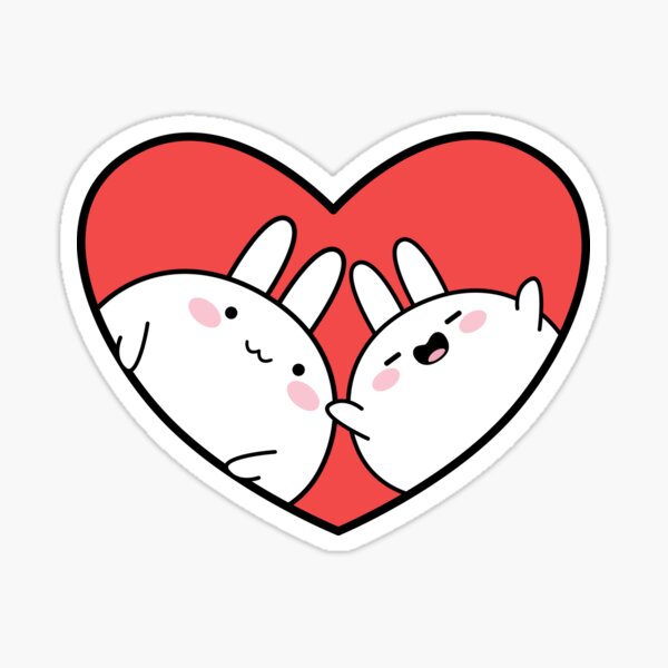 "Cute rabbit couple, Cute white rabbit, Valentines day, Cute sticker ...