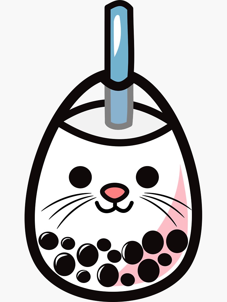 "Cute Bunny Rabbit Easter Boba Bubble Tea Cup" Sticker by merchloh128 ...