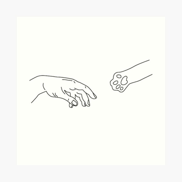 "Michelangelo The Creation Of Adam Cat line" Art Print by AnnaAndVibes ...