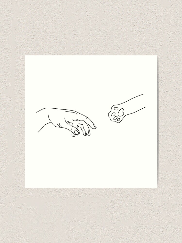 "Michelangelo The Creation Of Adam Cat line" Art Print by AnnaAndVibes ...