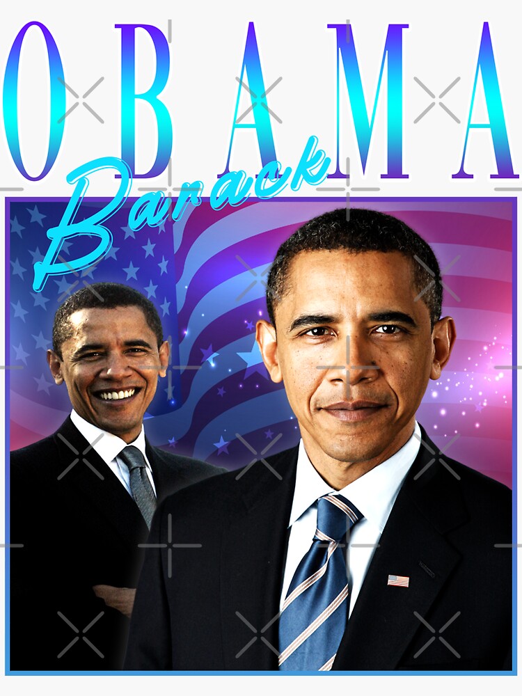 "Barack Obama Retro Rap Inspired 90s Homage Vintage" Sticker for Sale ...