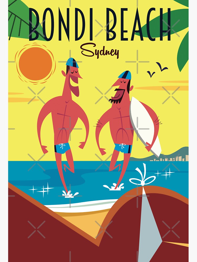 "Bondi Beach poster" Sticker for Sale by GAGodel | Redbubble