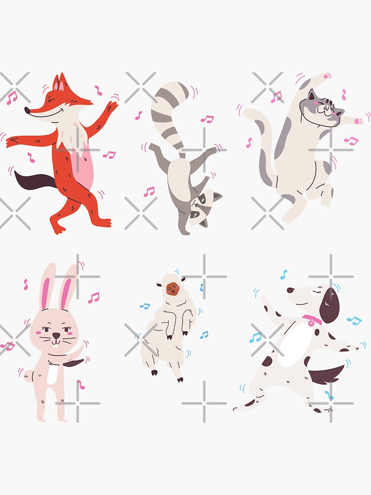 "Cute Animals Dancing Sticker Pack" Sticker for Sale by faudeltn ...