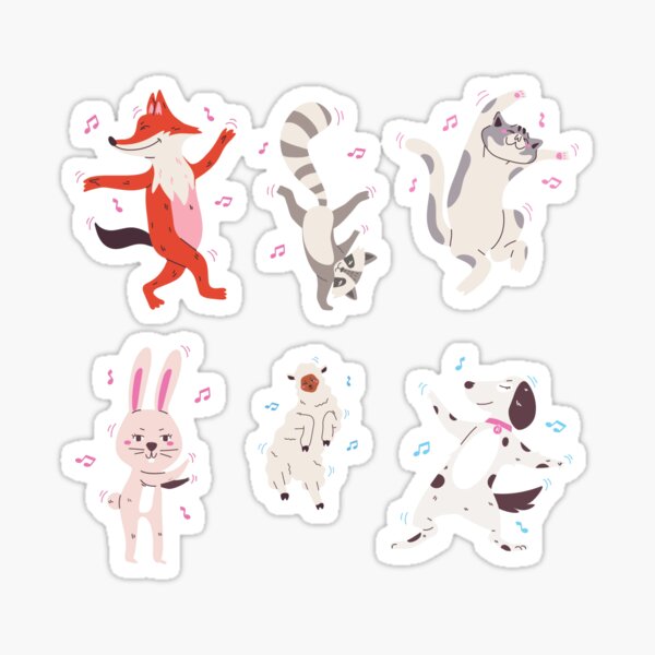 "Cute Animals Dancing Sticker Pack" Sticker for Sale by faudeltn ...