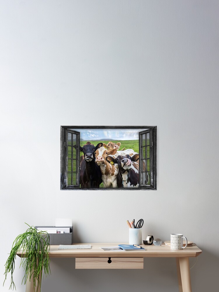 "Cattle Cows Window View" Poster for Sale by KellenCowleyArt | Redbubble
