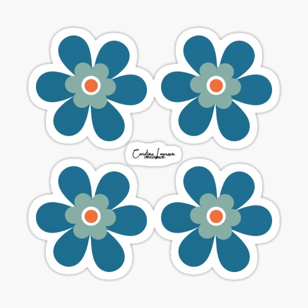 Pegatina «Paquete de pegatinas gráficas florales Groovy flower power n ...