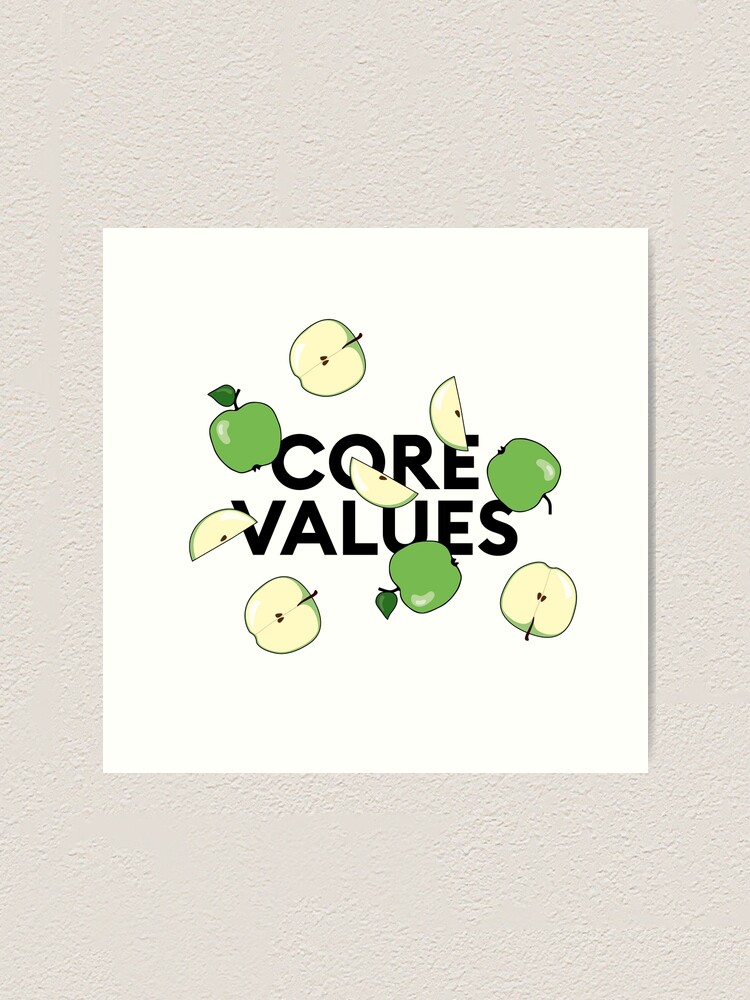 Core values” statement collage with apples" Art Print for Sale by ...