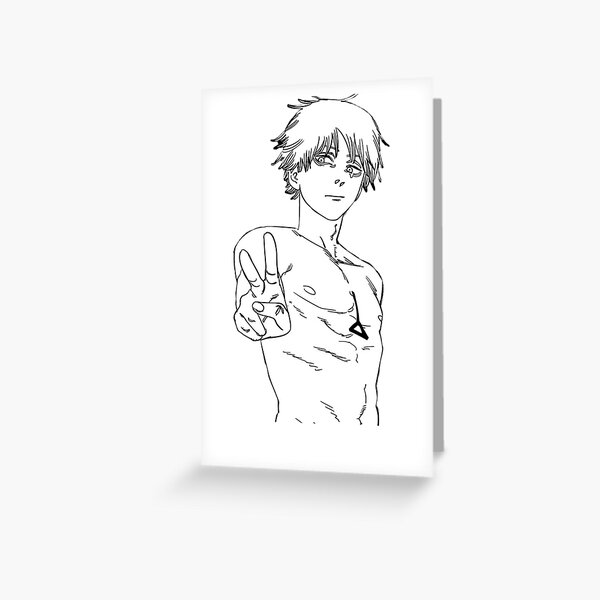Peace Sign Denji Chainsaw Man Greeting Card For Sale By Athieshop Redbubble