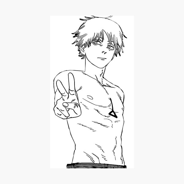 Peace Sign Denji Chainsaw Man Photographic Print By Athieshop Redbubble