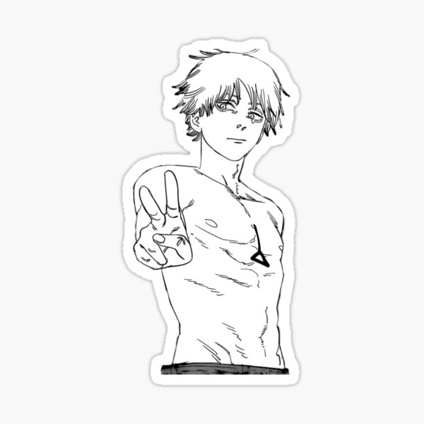 "Peace sign Denji - Chainsaw man" Sticker for Sale by Athieshop | Redbubble