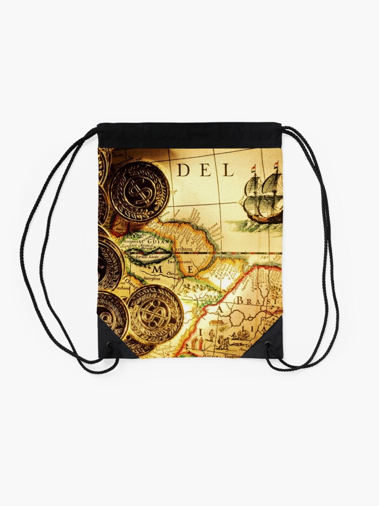 "Pirates Gold Treasure Map" Drawstring Bag for Sale by HavenDesign ...