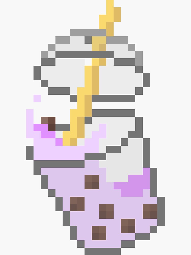 "Purple Pixelated Boba Tea" Sticker for Sale by HoneyHiveaway | Redbubble