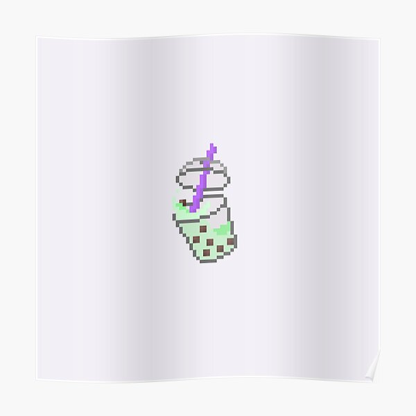 "Green Pixelated Boba Tea" Poster for Sale by HoneyHiveaway | Redbubble