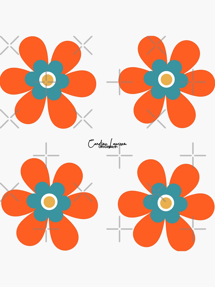 Pegatina «Paquete de pegatinas gráficas florales Groovy Flower Power ...