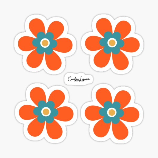 Pegatina «Paquete de pegatinas gráficas florales Groovy Flower Power ...