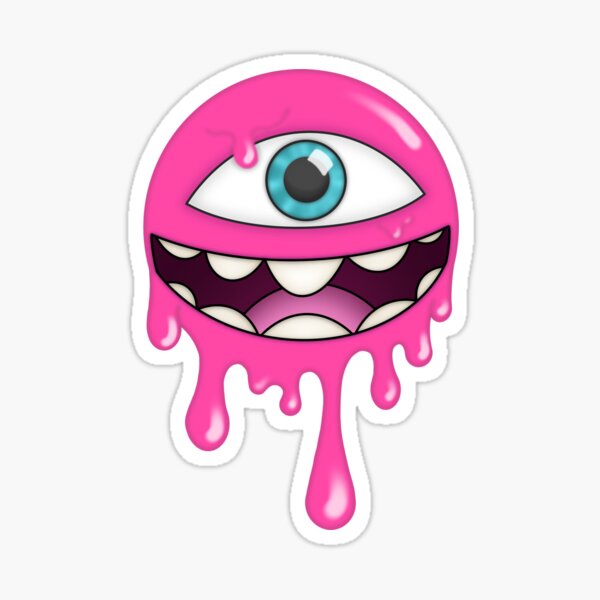 "Pink Drippy Round Cyclops" Sticker for Sale by potatoegoat | Redbubble