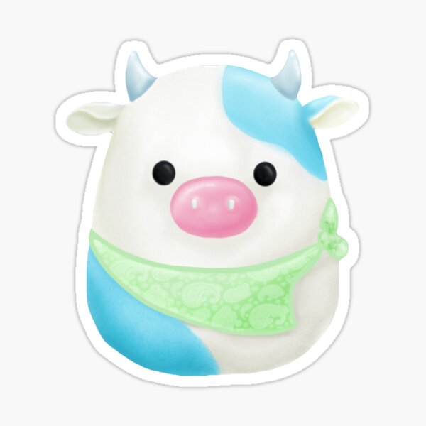 "Blue cow plush cartoon " Sticker for Sale by Littlesong01 | Redbubble