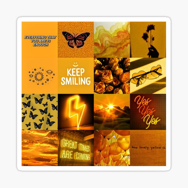 "Authentic Yellow Collage" Sticker for Sale by ViviChill | Redbubble