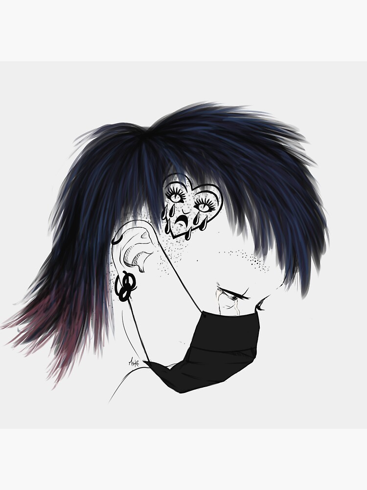 "Sad Anime Punk Girl" Sticker by Miaka707 | Redbubble