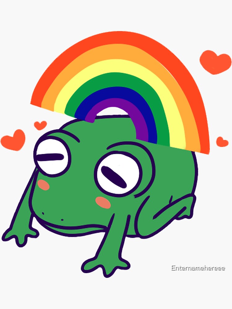 "Blushing Rainbow Frog with Hearts" Sticker for Sale by Enternamehereee ...