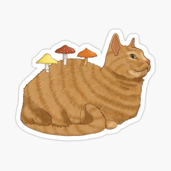 "Mushroom Cat" Sticker by PaintedWorld | Redbubble