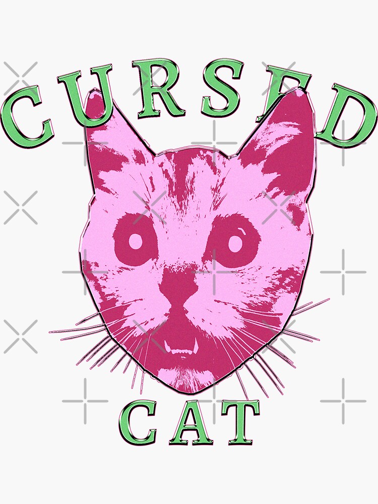 "Cursed Cat" Sticker by readbeans | Redbubble