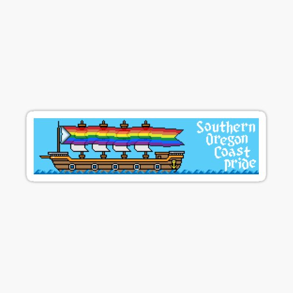 "Southern Oregon Coast Pride Pixel Art Banner" Sticker for Sale by ...