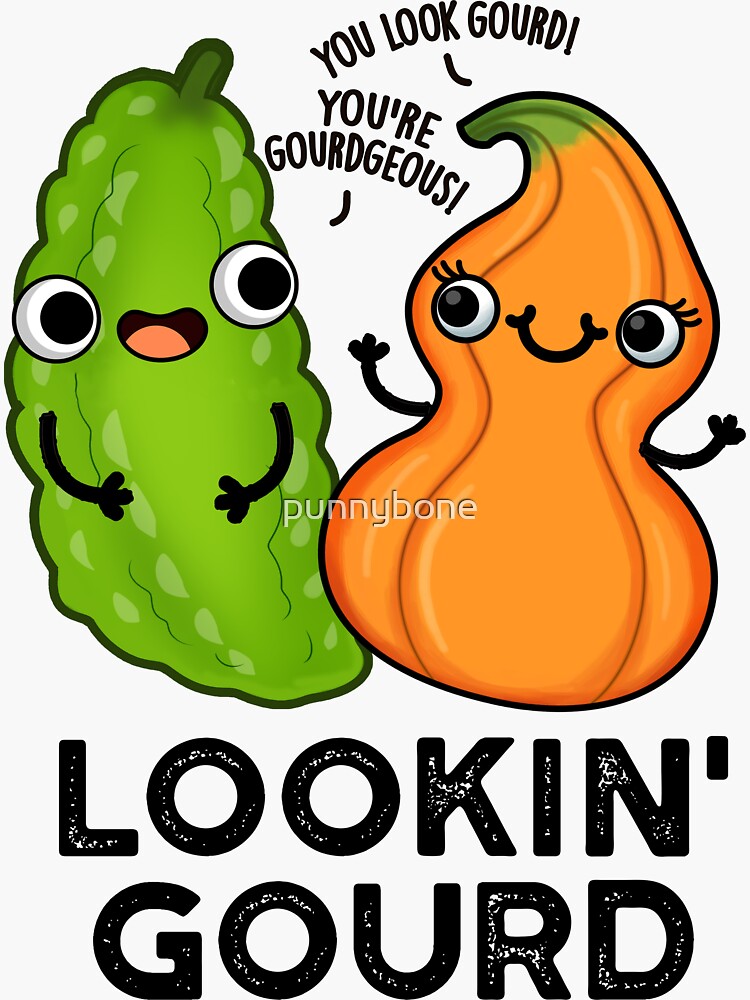 "Lookin Gourd Cute Veggie Pun" Sticker for Sale by punnybone | Redbubble